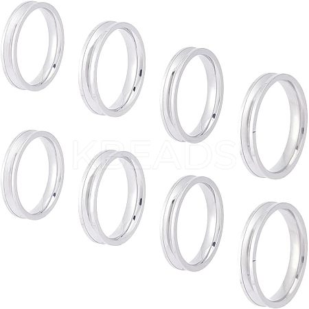 Unicraftale 8Pcs 4 Size 304 Stainless Steel Grooved Finger Ring ...