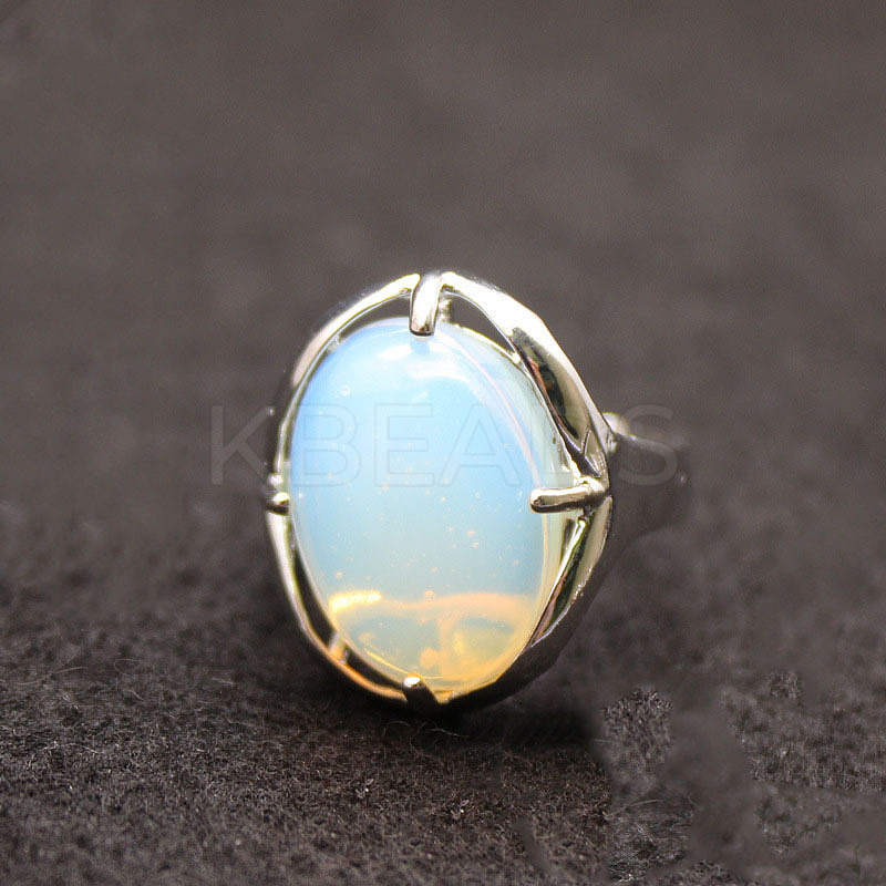 Wholesale Oval Opalite Adjustable Ring - KBeads.com