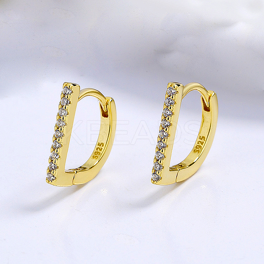 Wholesale D Shaped 925 Sterling Silver Pave Clear Cubic Zirconia Hoop ...