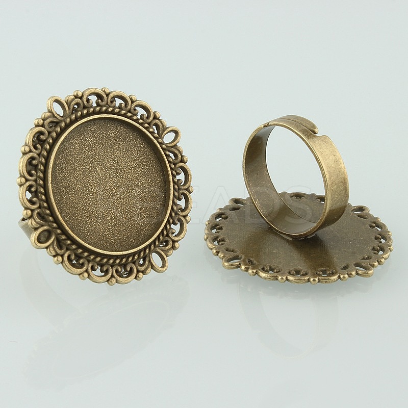 Wholesale Vintage Adjustable Iron Finger Ring Components Alloy Cabochon ...