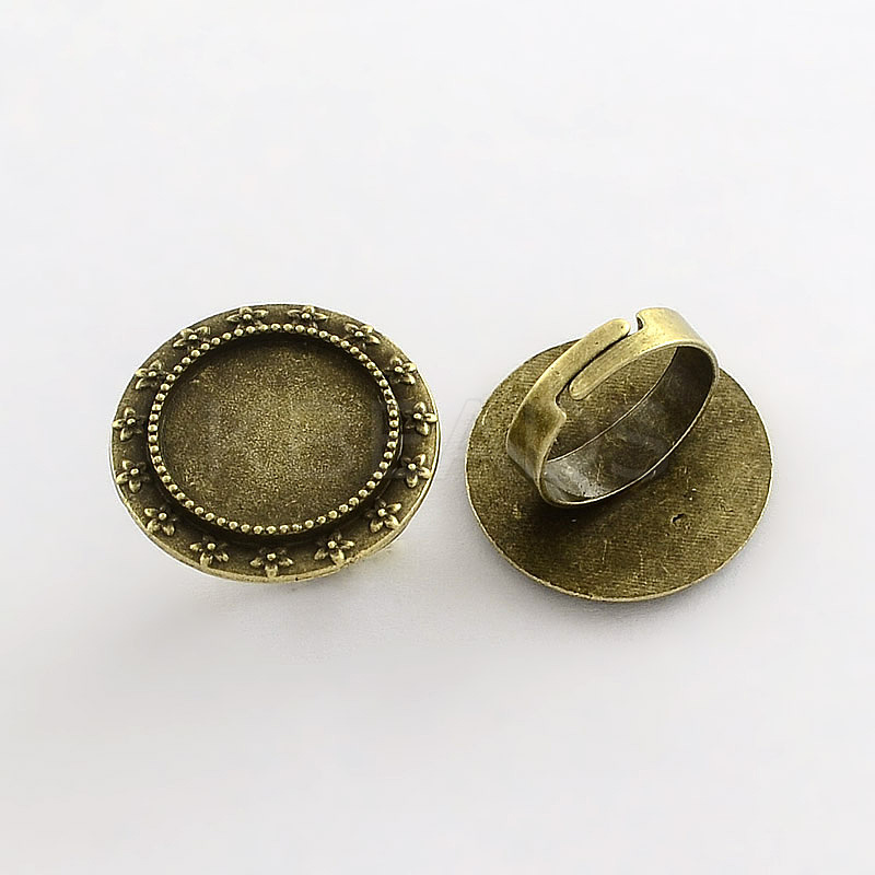 Wholesale Vintage Adjustable Iron Finger Ring Components Alloy Cabochon ...
